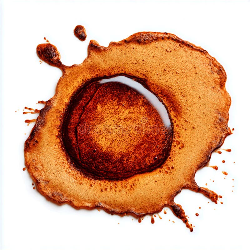 Coffee Stain Ring Liquid Spill on White Background Top Down View Art ...