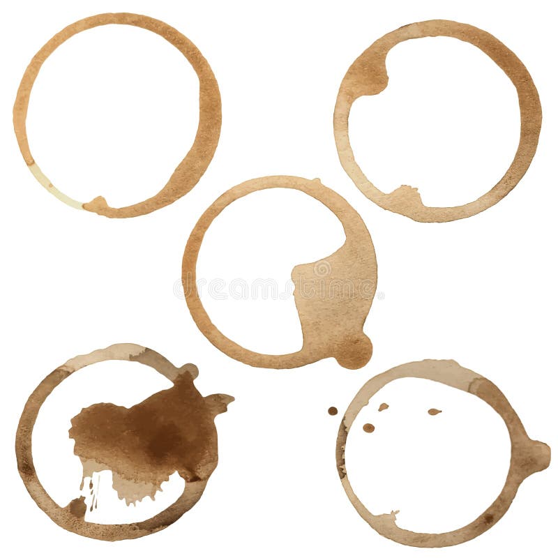 Coffee Stain Rings Vector Set Stock Vector - Illustration of retro ...