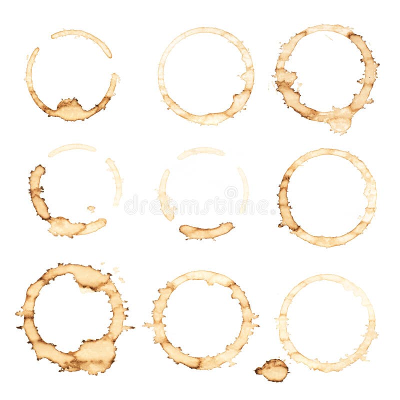 Coffee Rings on Pure White Paper. Stock Image - Image of marks, print ...