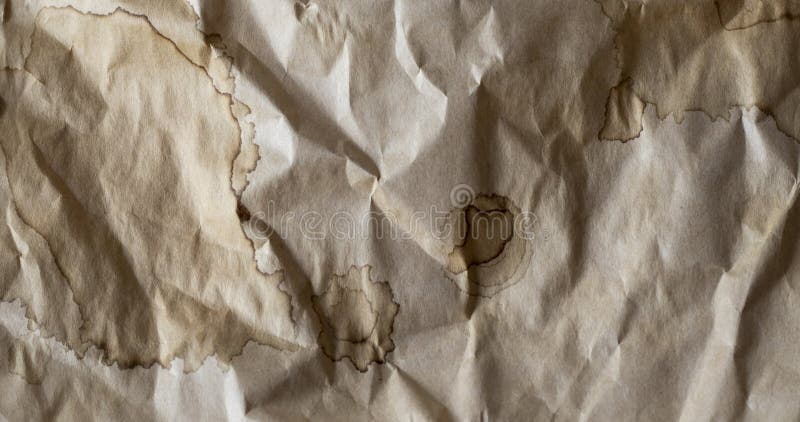 Coffee Stains on Brown Beige Crumpled Paper Stock Image - Image of ...