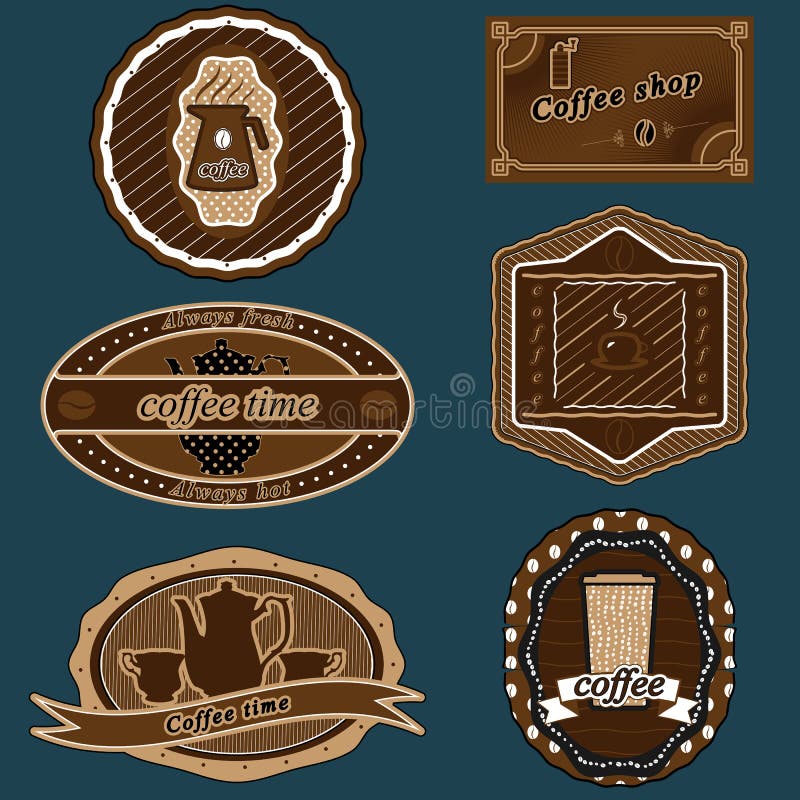 Coffee stickers stock vector. Illustration of badge, banner - 68732531