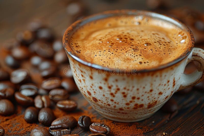 Coffee Still Life a Cozy Scene Featuring a Cup of Brew and Scattered ...
