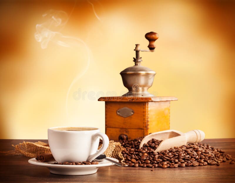 Coffee cup still life stock image. Image of stand, beans - 84195849