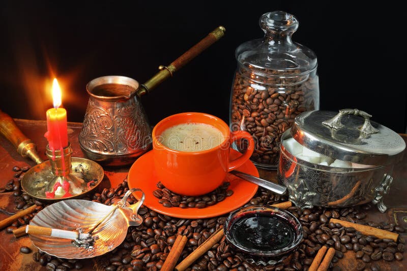 Coffee Still Life in a Retro Style Stock Image - Image of antiques ...