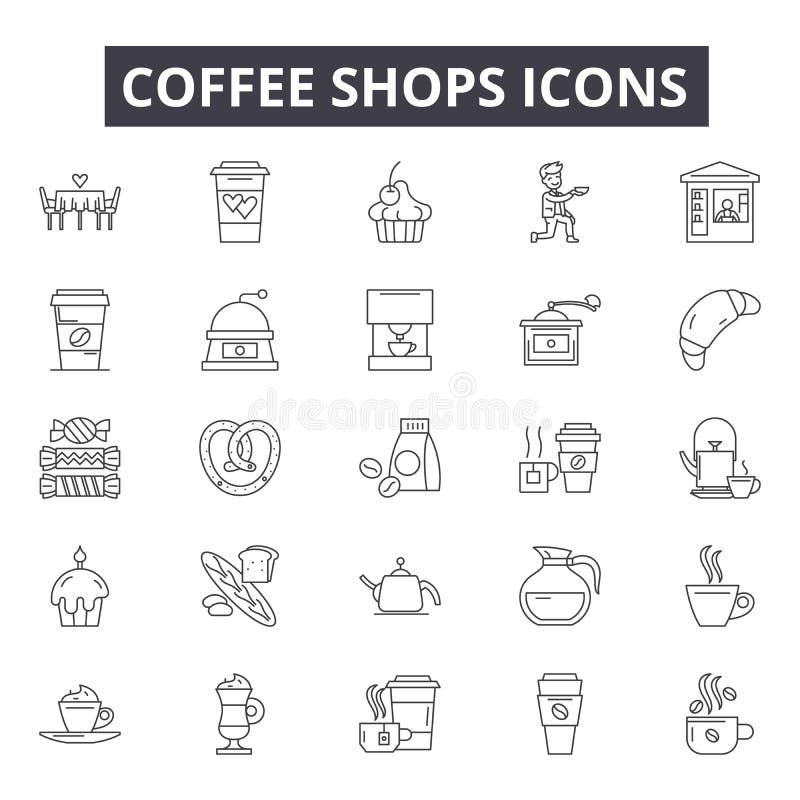 Coffee Store Line Icons, Signs, Vector Set, Linear Concept, Outline ...