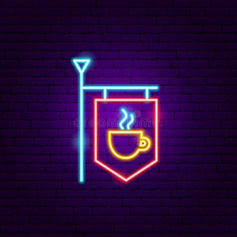 Coffee Street Neon Sign stock vector. Illustration of sign - 232470543