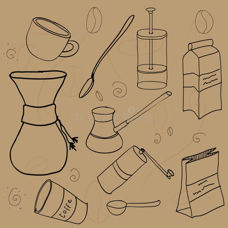 Coffee Stuff Set. stock illustration. Illustration of equipment - 48239268