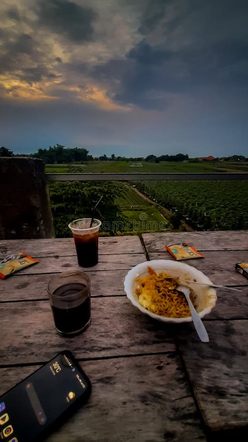Coffee and Sunset in Village Editorial Stock Image - Image of meal ...