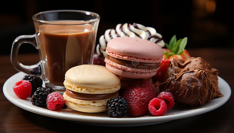 Coffee and Sweets. Still Life of a Cup of Aromatic Coffee, Berries and ...