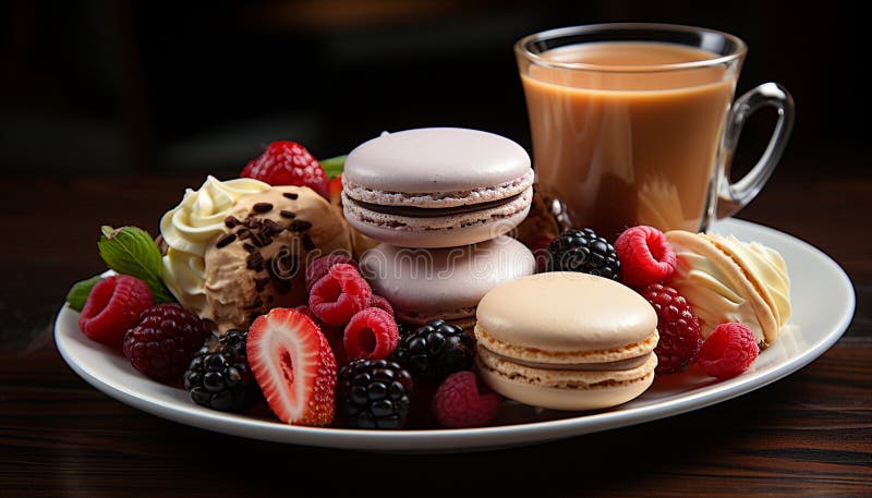 Coffee and Sweets. Still Life of a Cup of Aromatic Coffee, Berries and ...