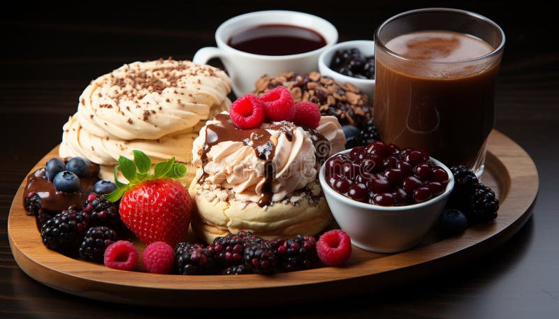 Coffee and Sweets. Still Life of a Cup of Aromatic Coffee, Berries and ...