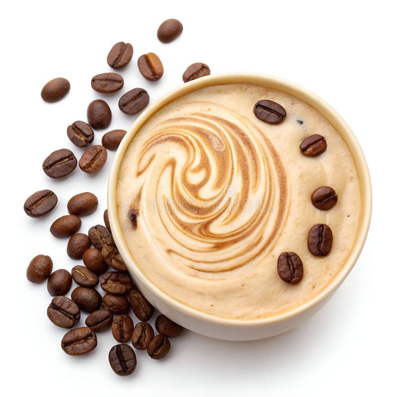 Coffee Swirl with Beans Isolated on White Background Stock Illustration ...