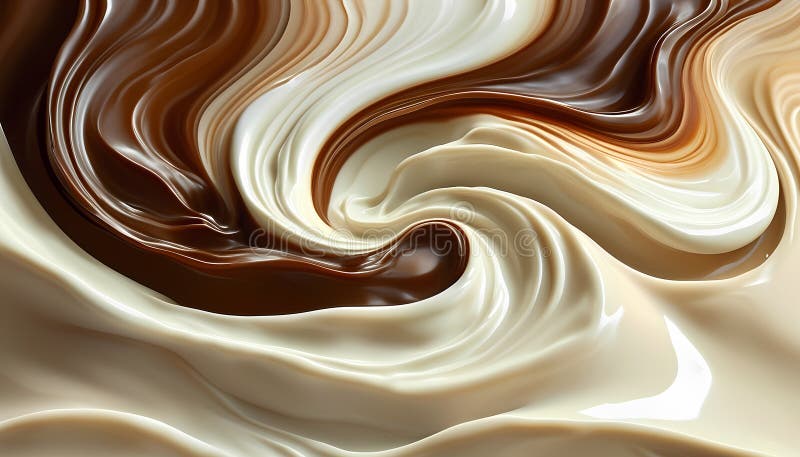 Coffee Swirls in Cream and Brown, Creating an Abstract Background with ...