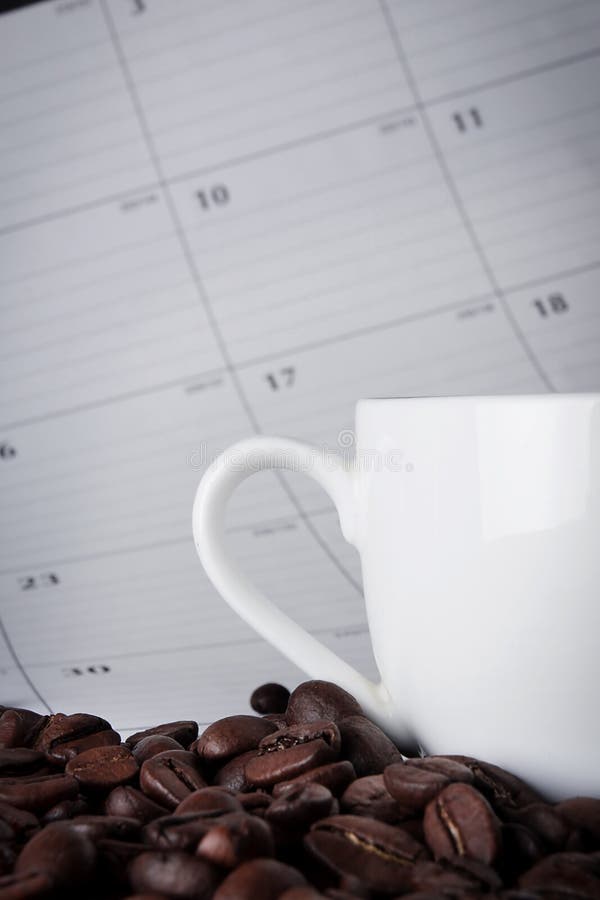 Coffee on the Table with Calendar Stock Image - Image of business ...