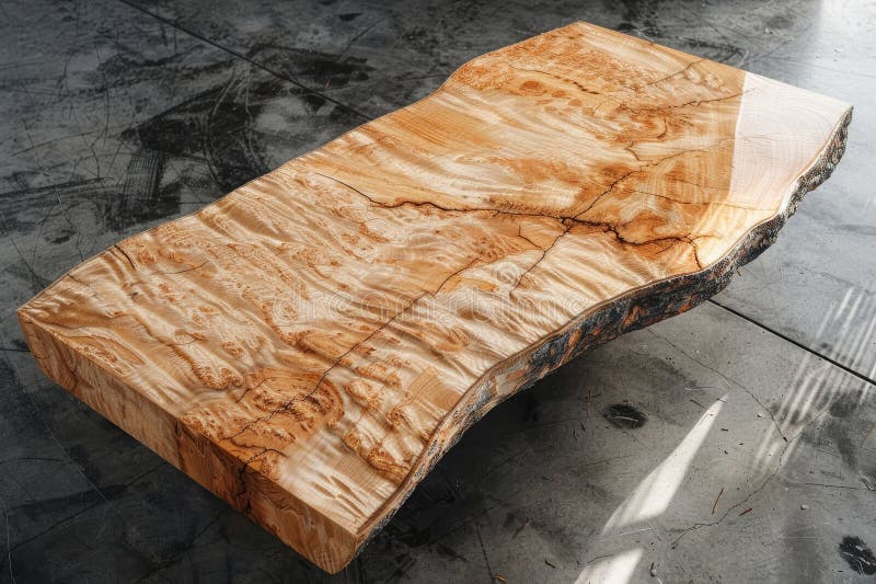 A Coffee Table Made from a Glossy Hard Maple Slab with a Minimalistic ...
