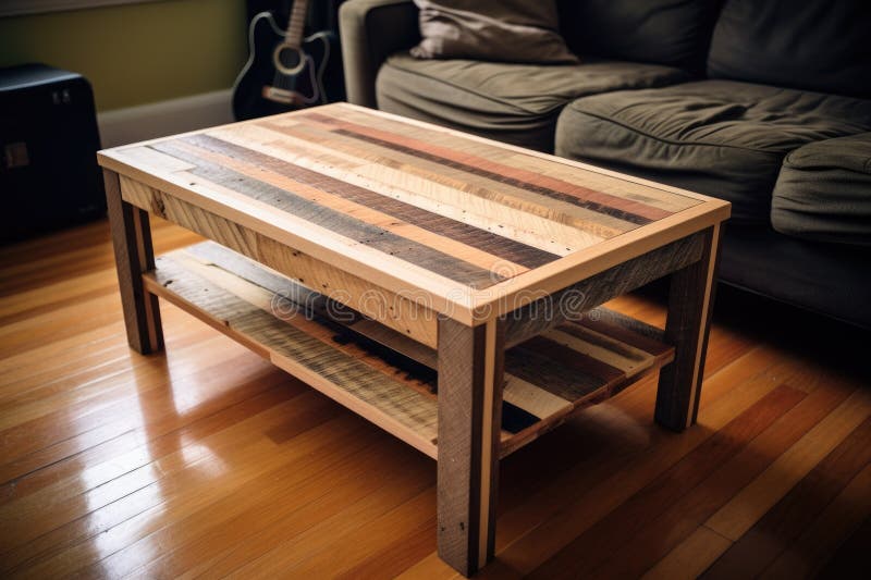 Coffee Table Made from Reclaimed Wood Stock Illustration - Illustration ...