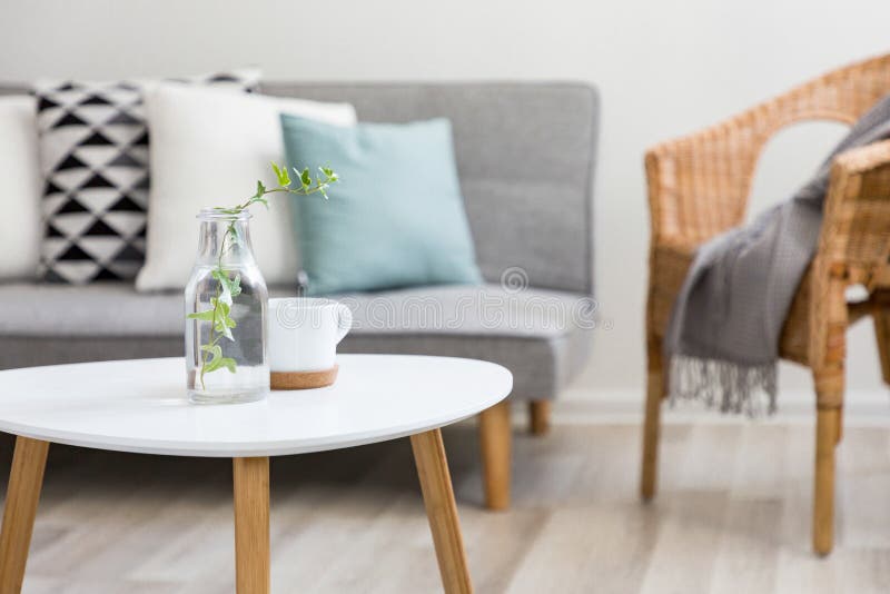 Coffee Table in Scandinavian Style Stock Photo - Image of living, relax ...