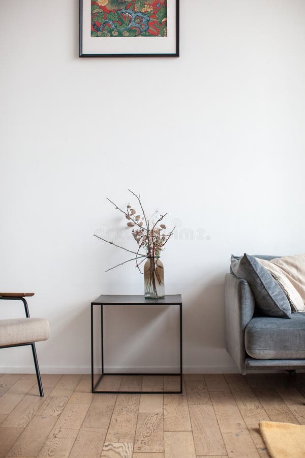 Coffee Table and Vase on it. Scandinavian Style Interior. Editorial ...