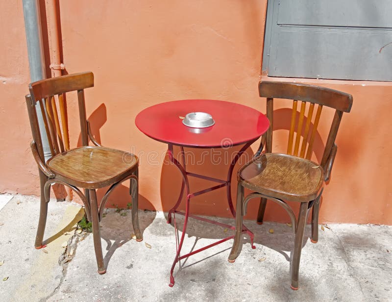 Coffee Table and Wooden Chairs Stock Photo - Image of style, ashtray ...