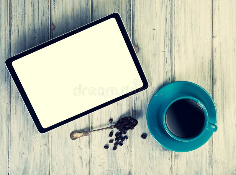 Coffee and Tablet on the Table Stock Image - Image of table, breakfast ...