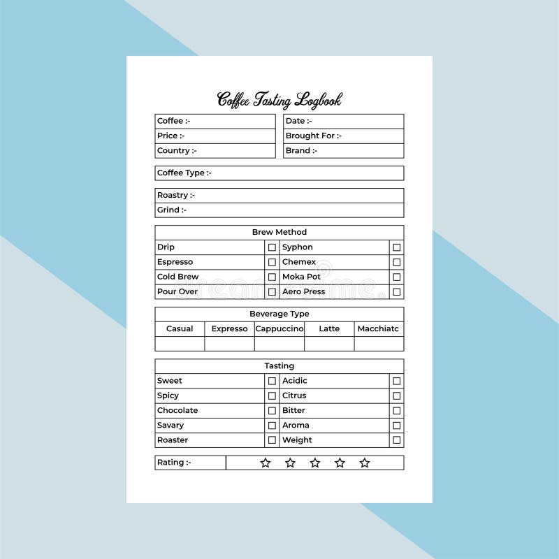 Coffee Tasting Notebook KDP Interior. Coffee Information and Texture ...