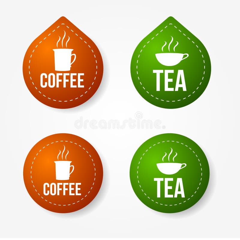 Coffee and Tea Badges and Stickers Stock Vector - Illustration of ...