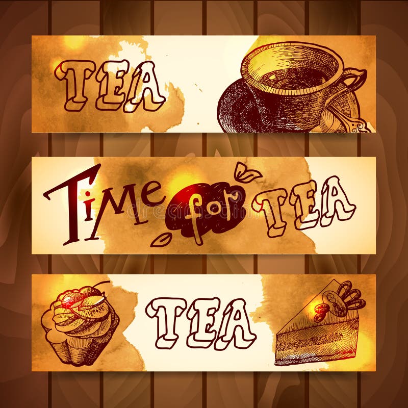 Coffee and tea banners stock vector. Illustration of sweet - 48930475