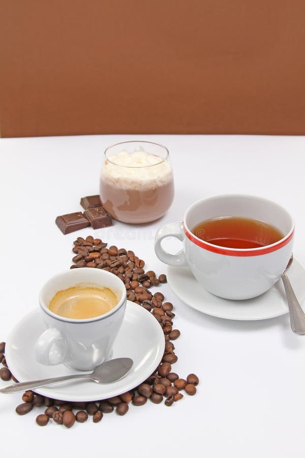 Coffee,tea and choco cream stock image. Image of black - 23884203