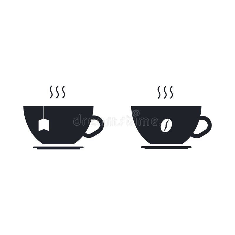 Coffee and Tea Cup Icon. Vector Symbol in Flat Style Stock Vector ...