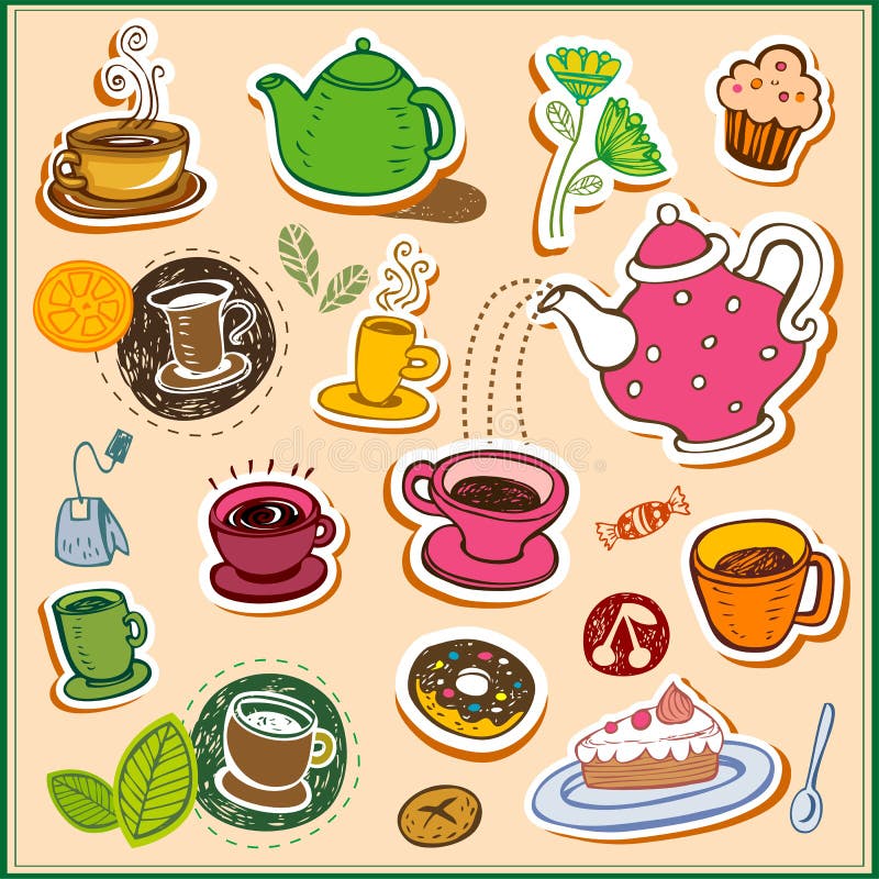 Coffee and Tea Design Elements Stock Vector - Illustration of caffeine ...