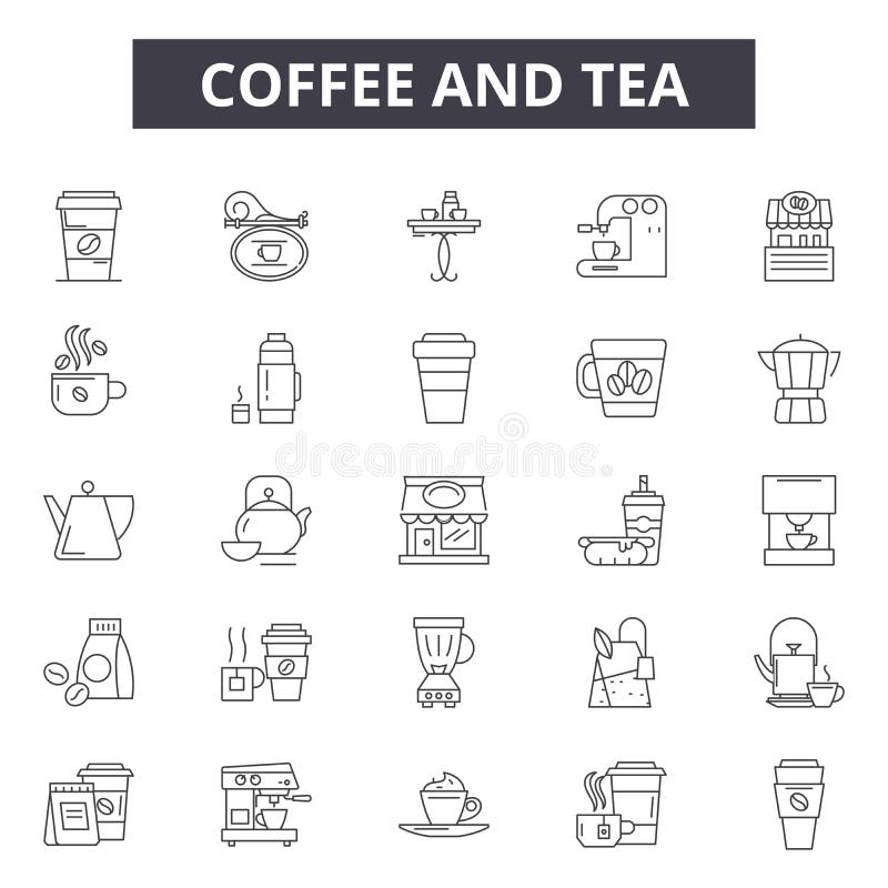 Coffee and Tea Line Icons, Signs, Vector Set, Outline Illustration ...