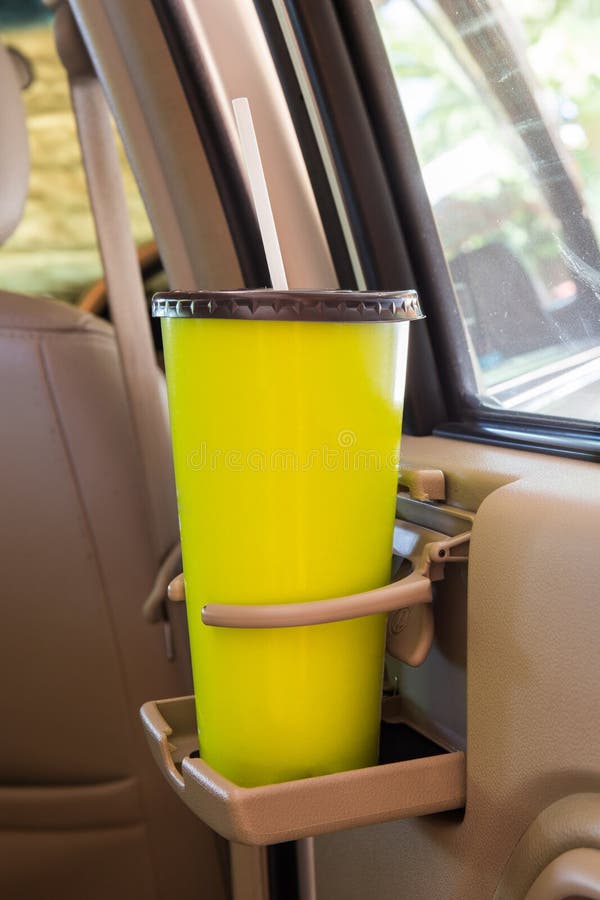 Coffee or Tea Mugs Green Placed on the Vehicle Console in Modern Luxury ...