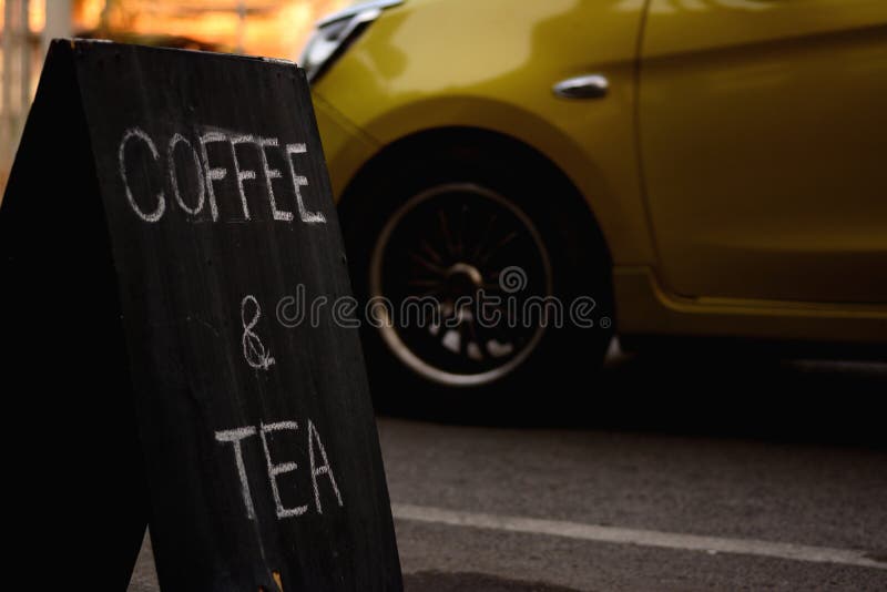 Coffee and Tea Sign on the Side of Road Stock Photo - Image of classic ...