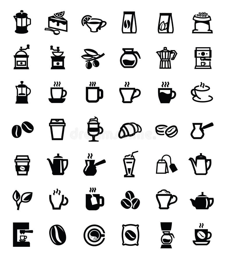 Cafe icon set stock vector. Illustration of baristo, drinks - 98575801