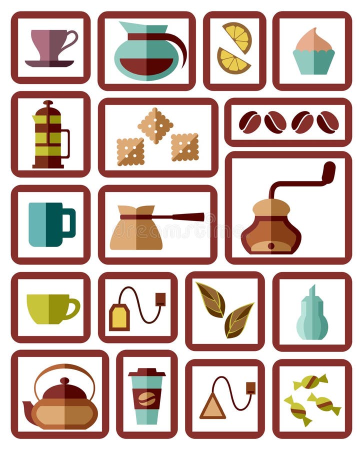 Coffee and Tea Vector Objects Set Stock Vector - Illustration of ...