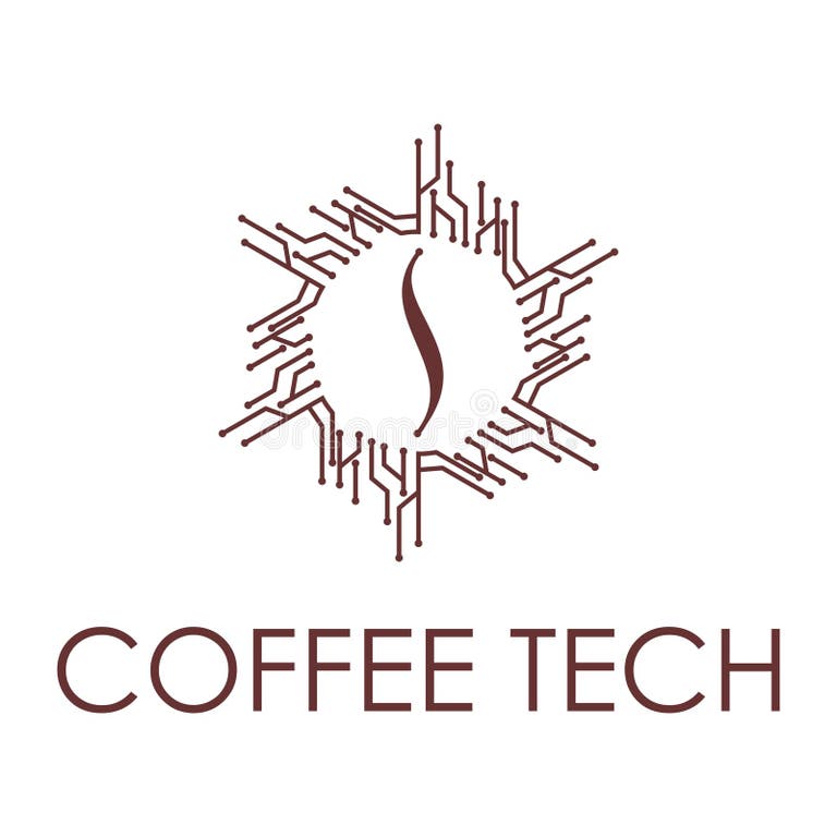 Coffee Tech Flat Minimalist Logo Design Stock Vector - Illustration of ...