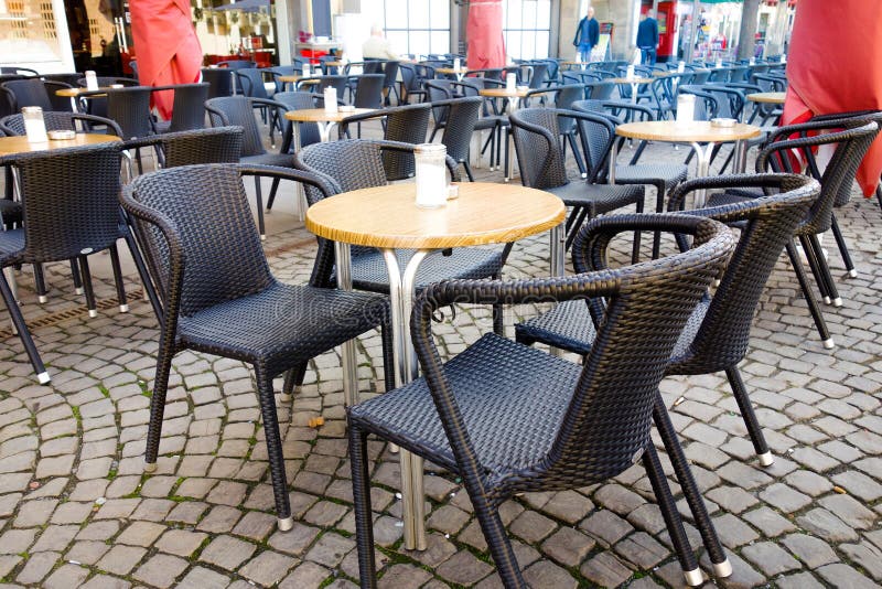 Coffee Terrace with Tables and Chairs Stock Photo - Image of europe ...