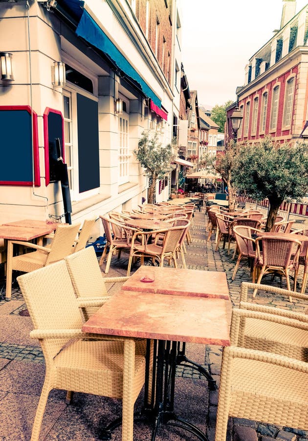 Coffee Terrace with Tables and Chairs Stock Photo - Image of rest ...