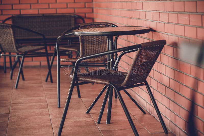 Coffee Terrace with Tables and Chairs Stock Image - Image of ...
