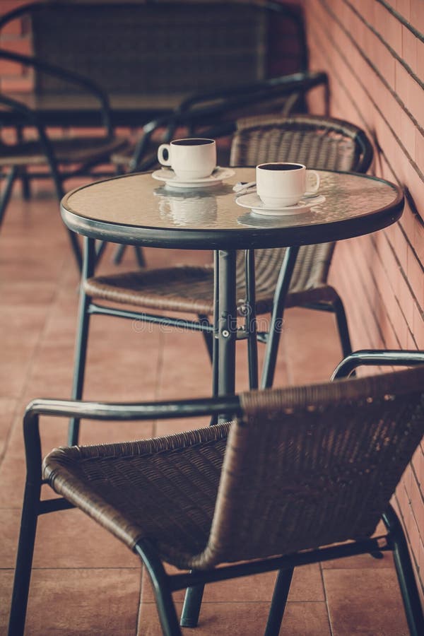 Coffee Terrace with Tables and Chairs Stock Image - Image of rest, menu ...