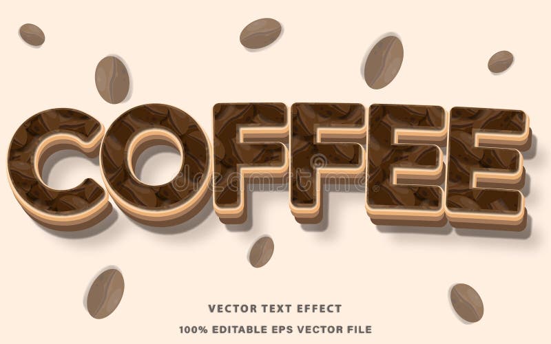 Coffee Text Effect with Textured and 3d Text Vector Stock Vector ...