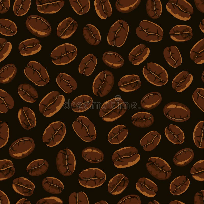 Coffee Theme. Coffee Beans Seamless Pattern Stock Vector - Illustration ...