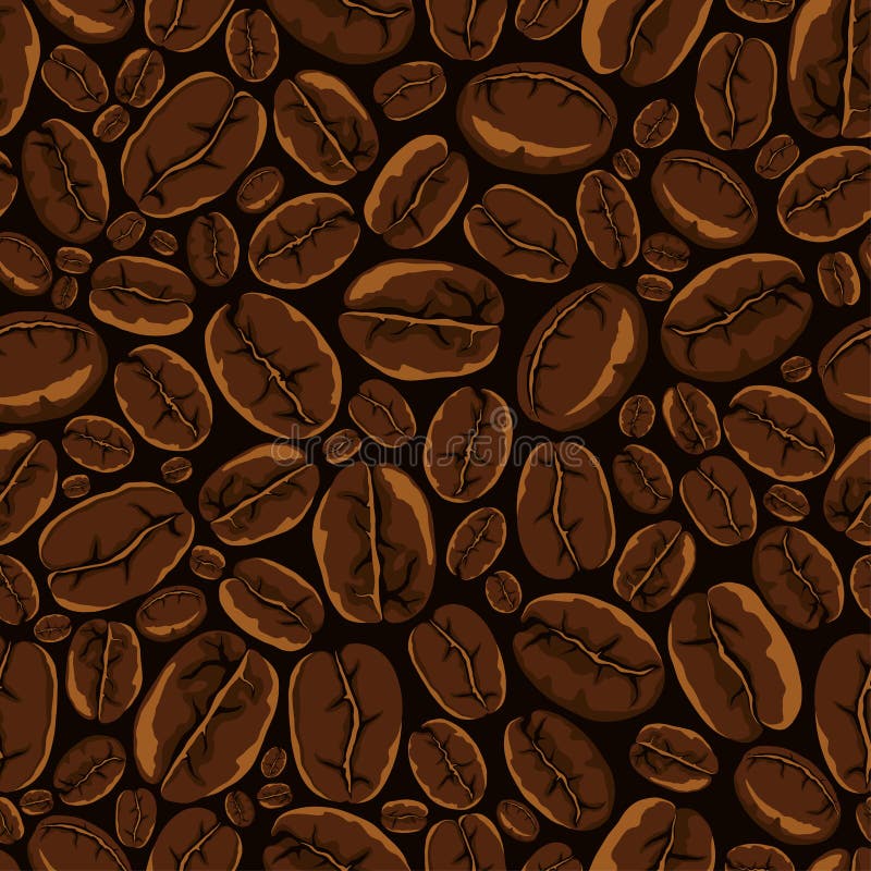 Coffee Theme. Coffee Beans Seamless Pattern Stock Vector - Illustration ...