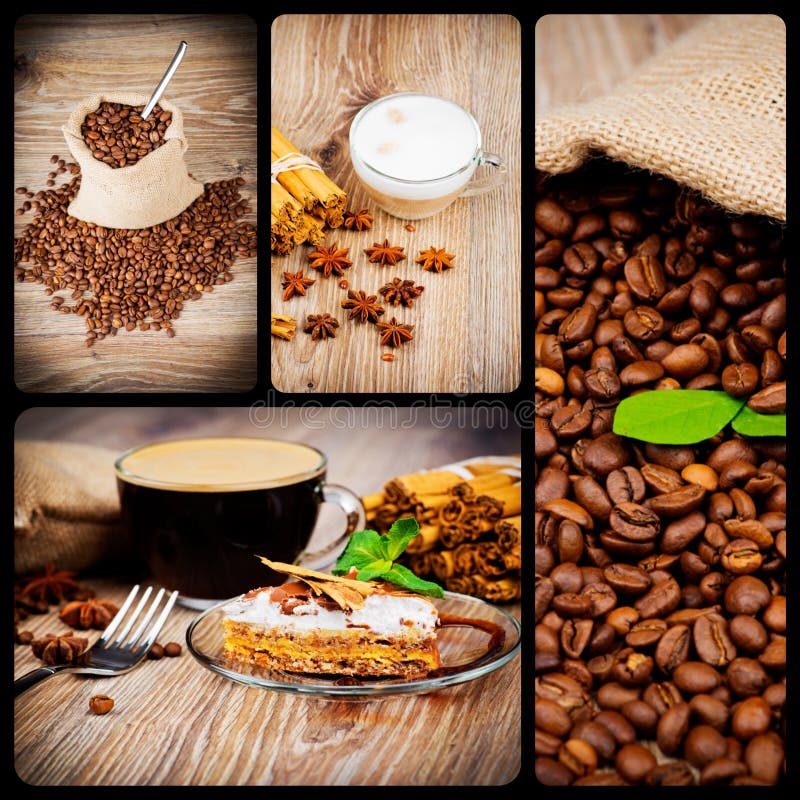 Coffee theme set stock image. Image of dark, collage - 50976191