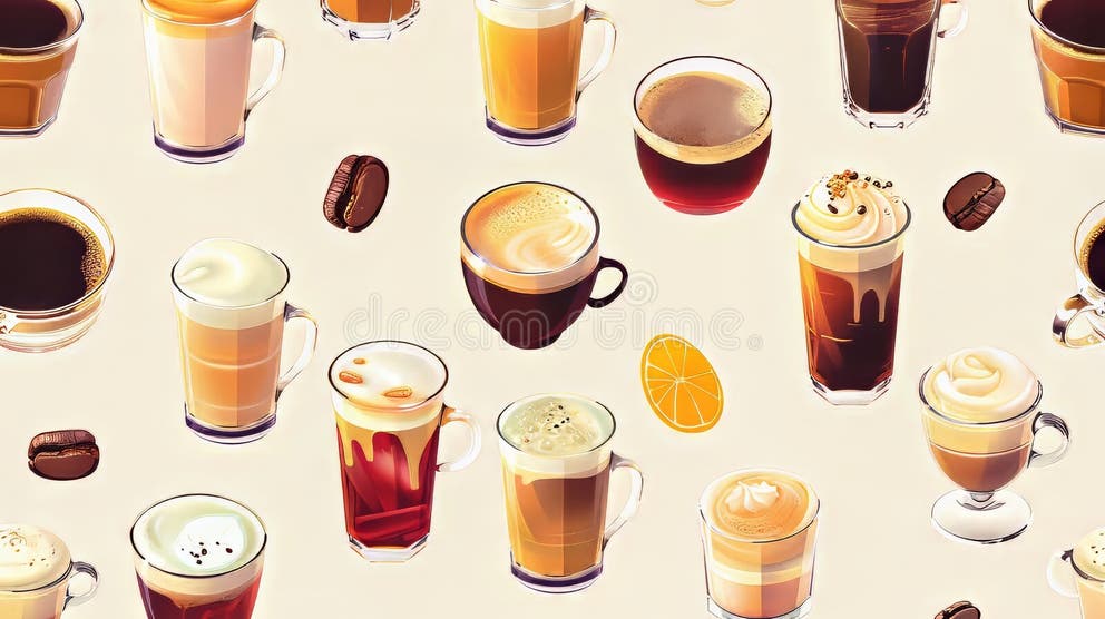 Coffee-themed Design Pattern with Alternating Hot and Cold Beverages ...