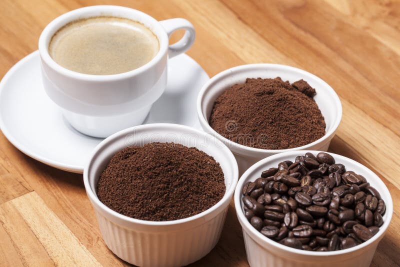 Coffee in three types stock photo. Image of caffeine - 65857188