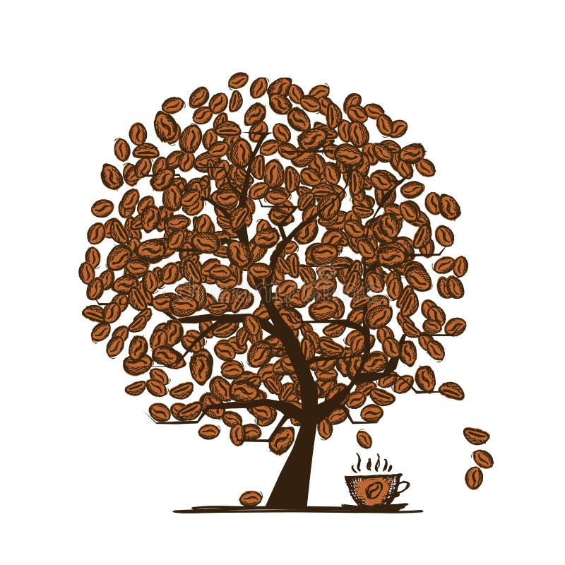 Coffee tree in a cup, stock vector. Illustration of abstract - 16232359