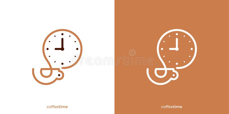 Simple Coffee Time Logo. Coffee Cup Mug and Time Clock Icon Graphic ...