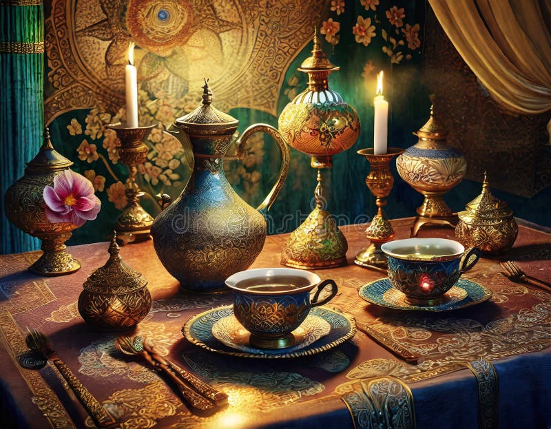 Coffee time with chocolate stock illustration. Illustration of night ...