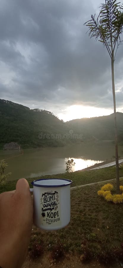 Coffee Time with Sunset with Dam View Editorial Stock Image - Image of ...